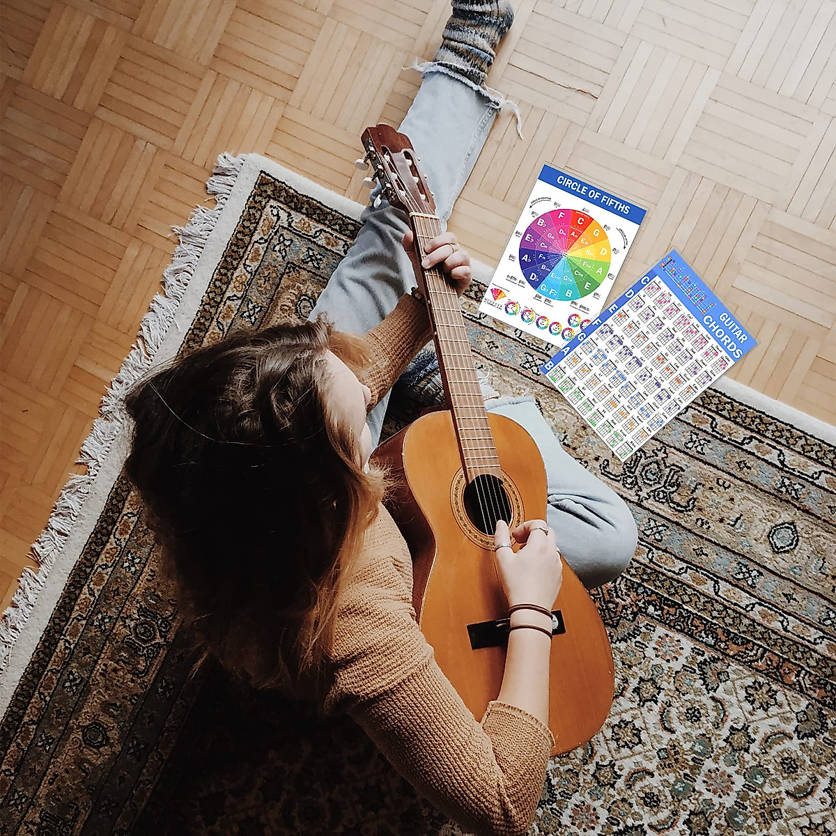 Guitar Chord Poster for Beginners | Large Circle of Fifths Chart