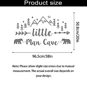 Little Man Cave Wall Decal, The Tribal Mountain Woodland Nursery Decor Bear Decal, Arrow Man Cave Stickers for Kids Room Nursery Room Bedroom Wall Art Murals Removable Boys Wall Poster