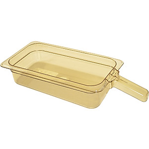 Carlisle FoodService Products 30861H13 StorPlus High Heat Food Pan with 1 Handle, 4" Deep, Third Size, Amber
