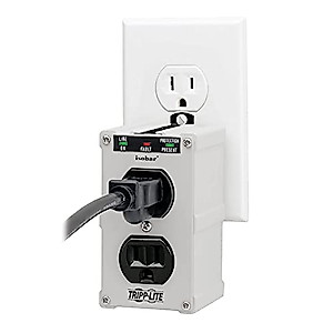 Tripp Lite Isobar 2 Outlet Surge Protector Power Strip, Direct Plug In, Metal, Lifetime Limited Warranty & Dollar 10,000 Insurance (ISOBLOK2-0), White