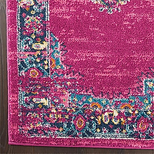 Nourison Passion Fuchsia 8' x 10' Area-Rug, Boho, Traditional, Easy-Cleaning, Non Shedding, Bed Room, Living Room, Hallway (8x10)