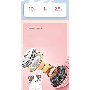 Headset Cat Ears Bluetooth Earphone Wireless Gaming Noise Cancelling 8 Hours with Mic USB Virtual Reality Detachable Cute Luminous Mouse Ear Rainbow RGB Flashing Light On-Ear Headphone (Pink) (ER-1)