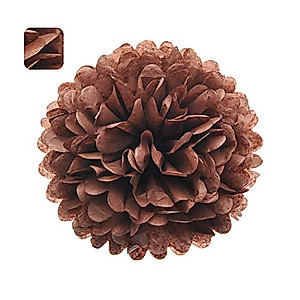 MISU 10" Brown Tissue Pom Poms DIY Tissue Paper Flowers for Birthday Wedding Baby Shower Tea Party Dessert Table Decoration, Pack of 18