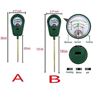 Upgraded 3 in 1 Soil Moisture/PH/Fertility Meter Soil Test Kit Soil Moisture Meter 90 Degree Foldable Soil Test Kit for Lawns, Garden, Farm, House, Indoor, Outdoor, Plants No Battery Needed (A)