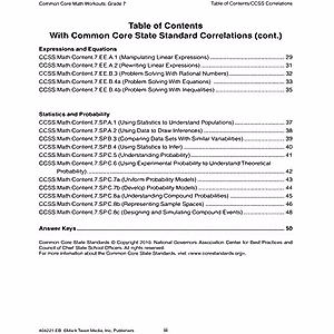 Mark Twain Media | Common Core Math Workouts Workbook | 7th Grade, 64pgs