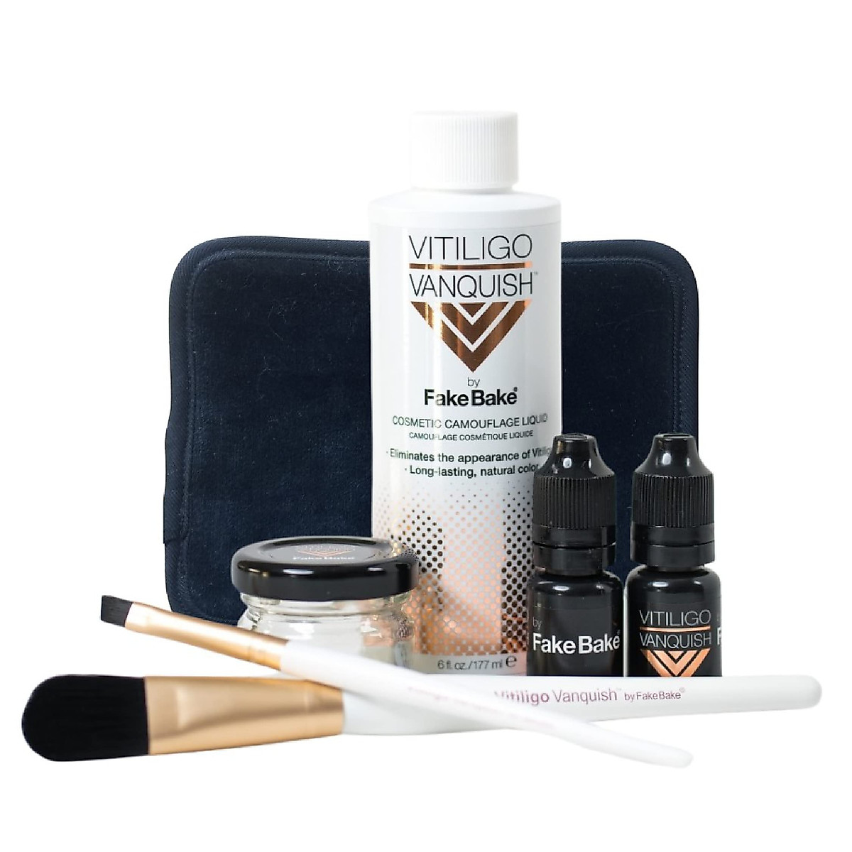 Vitiligo Vanquish Cosmetic Camouflage Kit by Fake Bake Liquid Concealer, Long Lasting Natural Color Customization Eliminates Appearance of Skin Depigmentation For Women & Men - Cover Lasts For Days
