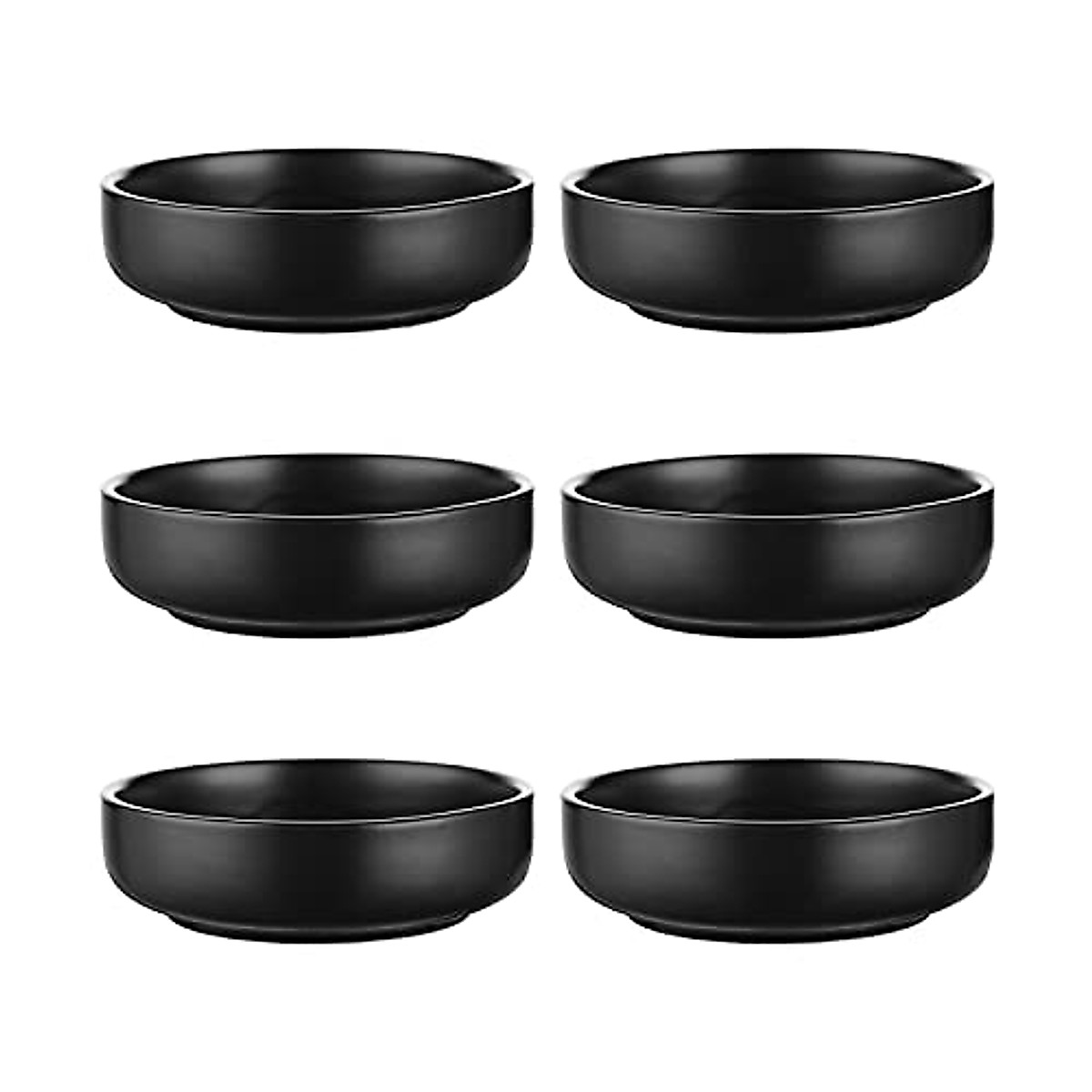 Selamica Ceramic 3.3 Inch Soy Sauce Dish Dipping Bowls Side Dishes Small Appetizer Pinch Bowls for Condiments, Sushi, Ketchup, BBQ-Set of 6(Matte Black)