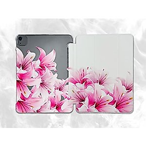 Kawaii Pink Lily Cute Flowers case Compatible with iPad Mini Air Pro 7.9 8.3 9.7 10.2 10.9 11 12.9 inch Pattern Cover New 2022 2021 Trifold Stand 3 4 5 6 7 8 9 Generation 515 (7.9" Mini 4/5)