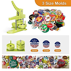 Button Maker Machine Multiple Sizes 330 Sets, Pin Maker 1''+1.25''+2.25'' Button Making Supplies, DIY Pinback Button/ Keychain Badge/ Bottle Opener Button/ Fridge Magnet Button for Christmas Party