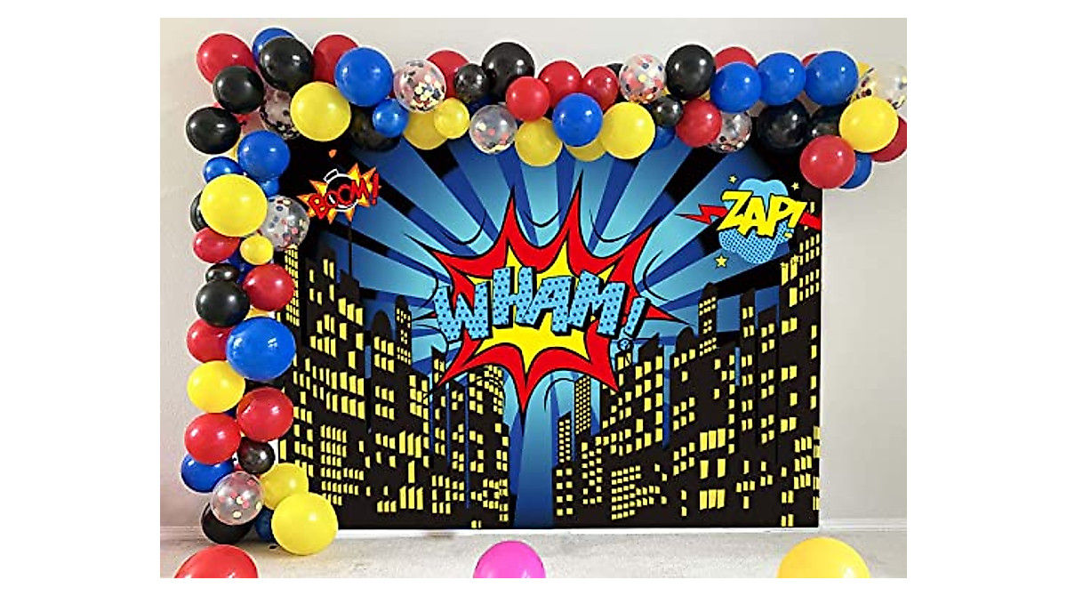 Superhero City Photo Booth Backdrop for Birthday & Events