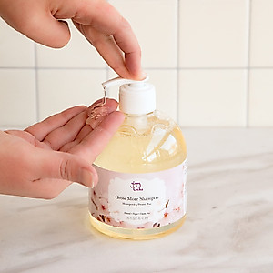 100% PURE Glossy Locks Grow More Shampoo Voluminous Hair Refresh Rejuvenating Blend of Vitamins & Caffeine Wash Hydrate & Restore Vibrancy - Vegan - 16 Fl Oz