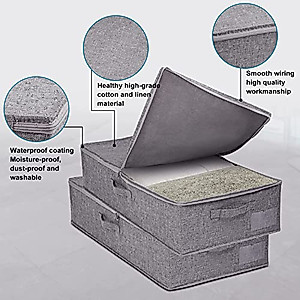 Sillars Under Bed Storage, Foldable Under Bed Storage Containers with Sturdy Structure for Organizing Clothes, 2 Pack, Grey, 30"L x 15"W x 6.7"H