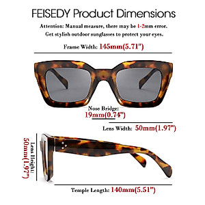 FEISEDY Classic Women Sunglasses Fashion Thick Square Frame UV400 B2471