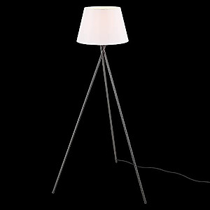 Globe Electric 67519 Allen 59" Floor Lamp, Matte Black, White Linen Shade, On Off Switch on Socket