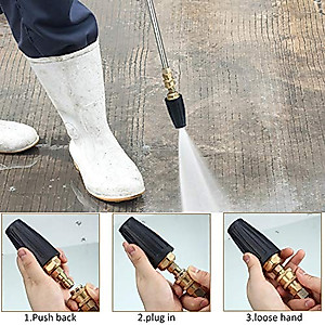 4000 Psi Pressure Rotating Turbo Nozzle 4.0 Gpm Quick Connector with 4500 Psi Pivoting Coupler with 7 Pieces Spray Nozzle Tips Kit Multiple Degrees (0, 15, 25, 40, 65 Degrees, Rinse1, Soap2)