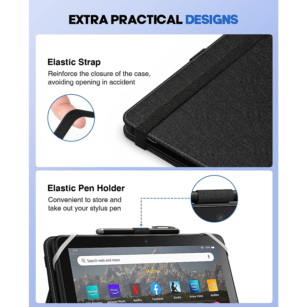 MoKo Universal Keyboard Case for 7", 7.9", 8" iPad Mini/Samsung Galaxy Tab A/Huawei Tablet, Lightweight Tablet Cover with Removable Wireless Bluetooth Keyboard, Black