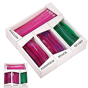 Ziplock Bag Storage Organizer for Drawer-Wood Ziplock Bag Storage Holds Kitchen Drawer or Wall Hanging, Holds Gallon, Quart, Snack Sizes, Sandwich Compatible with Hefty, Glad