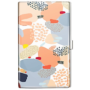 Swooflia Business Card Holder Case Wallet for Women Metal Boho Abstract Art Slim Pocket Purse Square Card Cases Cute For Realtors Real Estate Agents