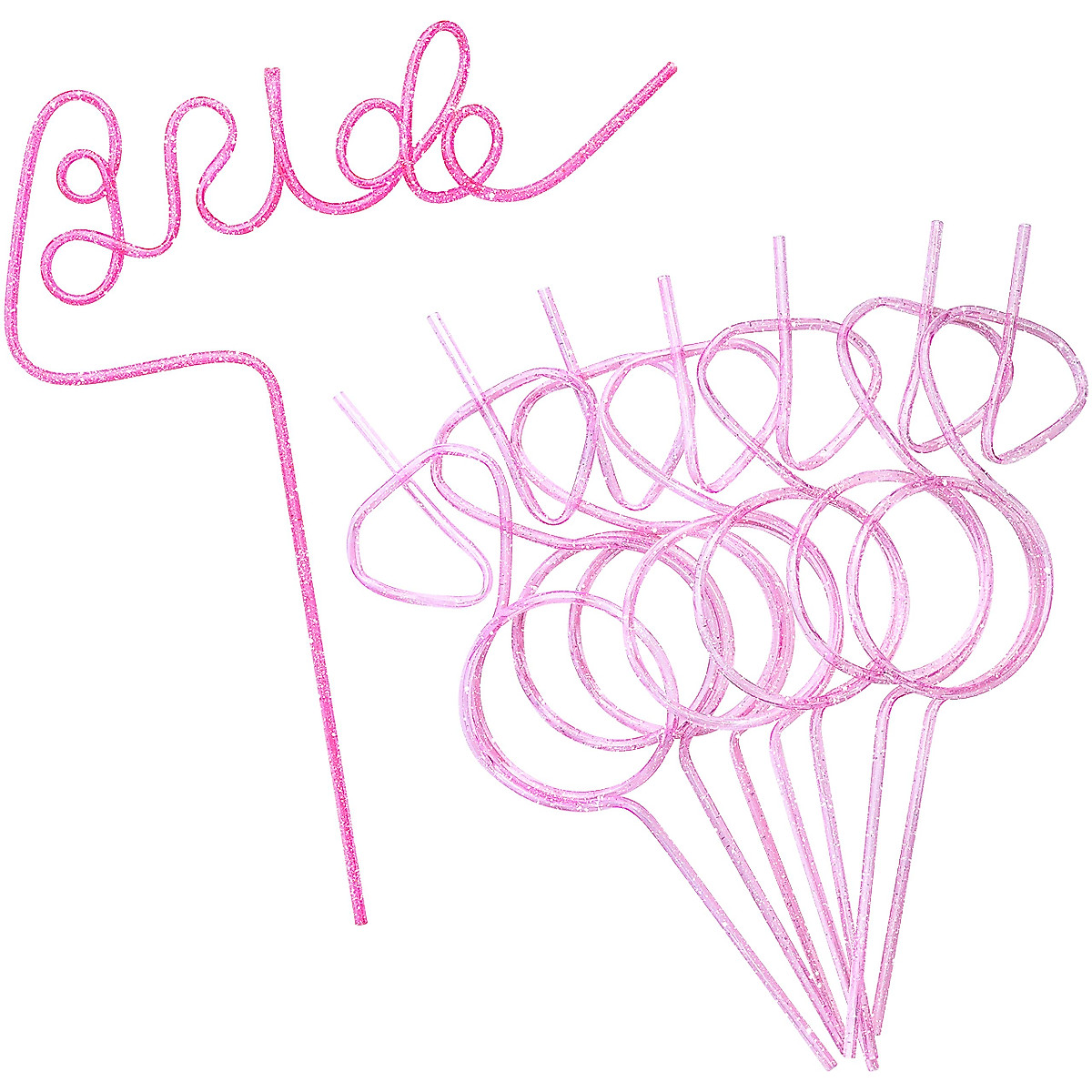 11 Pack Effortless Events Bachelorette Straws, Reusable, Glitter Bachelorette Party Straws, Bride Straws for Bachelorette Party & Diamond Ring Straw