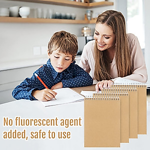 Songaa Spiral Notebook A5 4 Pack - Top Bound Hardcover Spiral Notebook Ruled Lined Journal Notebook Bulk, Kraft Paper Cover College Ruled Spiral Bound Notebook for Student Office School Supplies