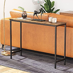 Lifewit 39.4 Inch Narrow Console Table with Metal Frame for Living Room, Industrial Long Entryway Table for Hallway, Entrance, Office, Corridor, Coffee Behind Sofa, Rustic Brown