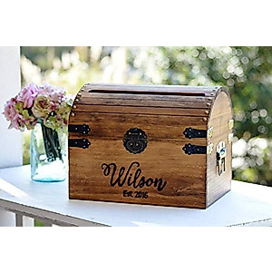 Personalized Wedding Card Box Rustic Card Holder with Slot Wedding Keepsake Box Lockable