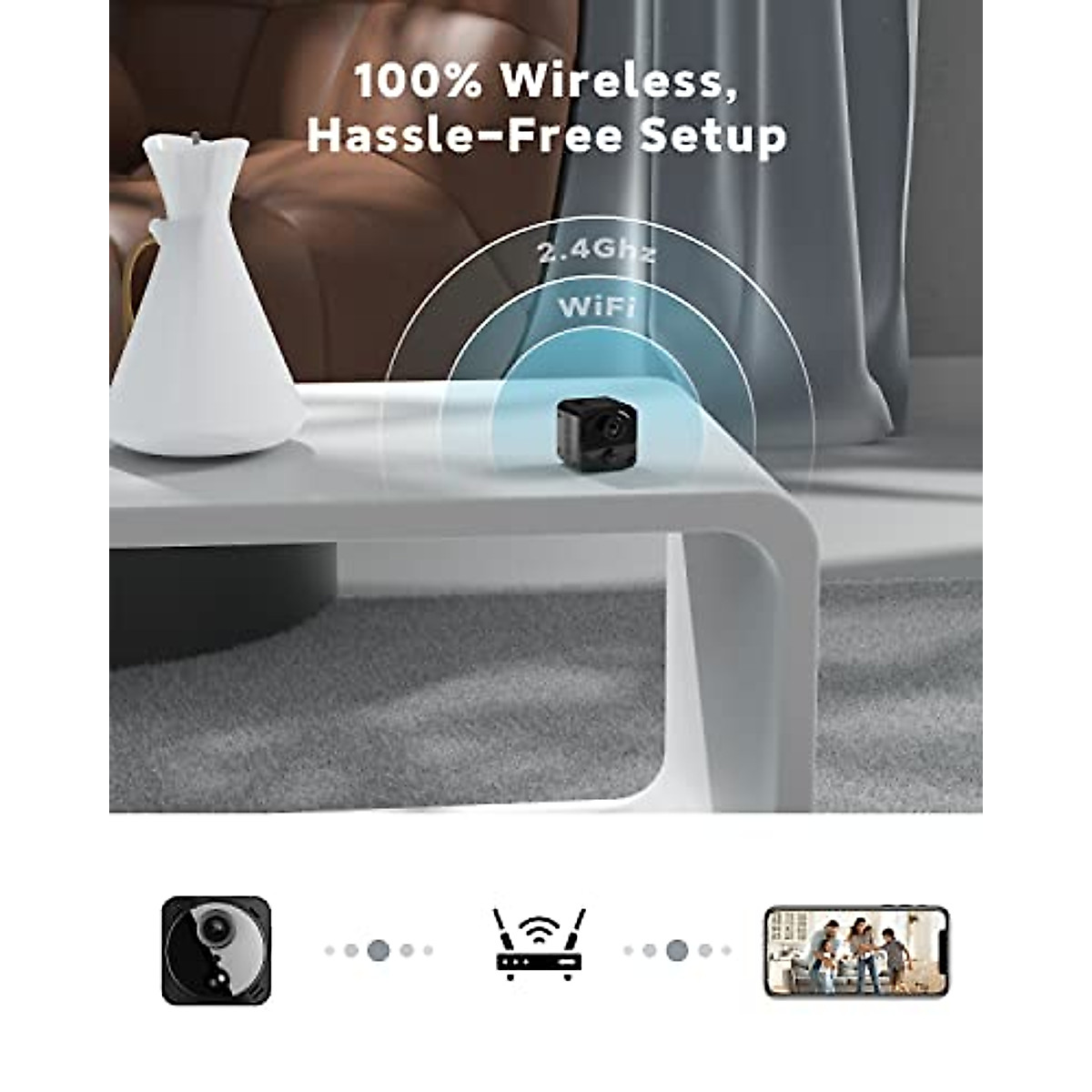 4K Mini Spy Camera WiFi Hidden Wireless Nanny Cam Small Indoor Home Security Secret Cameras Tiny Micro Surveillance Camera with Night Vision AI Human Detection PIR Long-Lasting Battery Life