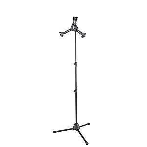 K&M Konig & Meyer 19793 Universal Tablet Mount/iPad Holder & Stand Rotate Tablet 360°, Adjustable Height, Stable Tripod Base, Studio/Remote Home Use, Portable, German Made Black