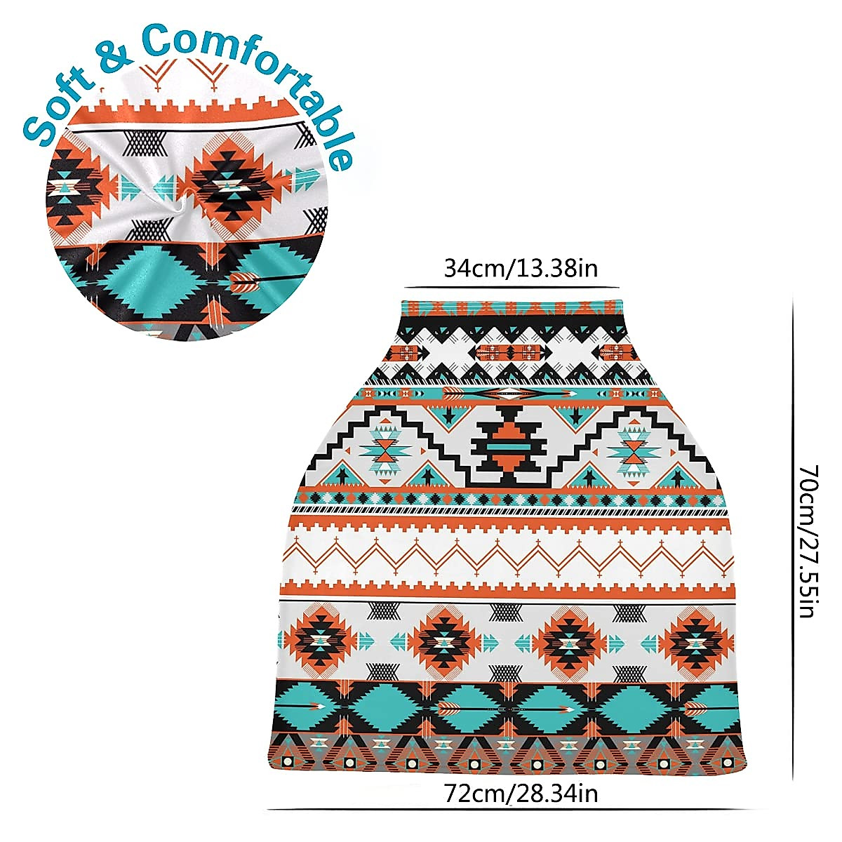 Ethnic Geometric Chevron Aztec Nursing Cover Breastfeeding Scarf, Stretchy Infant Carseat Canopy Multi-use Stroller Cover Car Seat Cover for Baby Girl Boy