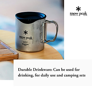 Snow Peak Titanium Double-Wall Mug - Durable & Lightweight Insulated Mug - Camping - 15.2 fl oz - Silver