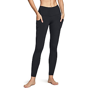 ATHLIO Women's Thermal Yoga Pants, High Waist Warm Fleece Lined Leggings, Winter Workout Running Tights, Thermal Pocket Black/Olive, X-Small