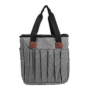 gotor Knitting Bag, Yarn Storage Tote Bag, Crochet Storage Organizer for Carrying Cotton Yarns, Knitting Needles, Crochet Hooks and Other Accessories, Grey