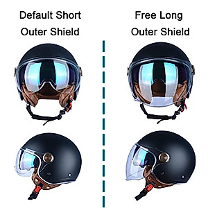 Women's 3/4 Open Face Motorcycle Retro Helmets Fashion Cool Girl Half Helmet,Commute Scooter Vespa Helmet,for Cruiser Chopper ATV Vintage Helmet with Endoscope,DOT Certified,Unisex-G-X-Large