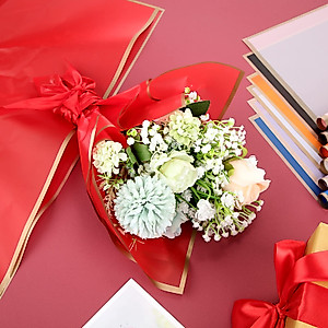 Yahenda 420 Sheet Flower Wrapping Paper Flower Bouquet Wrapping Paper Sheets with Gold Edge Korean Style Wrapping Paper for DIY Craft Gift Package Decoration Floral Supplies, 23 x 23 Inch (Elegant