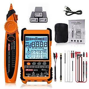 KKnoon Network Cable Tester - Multifunction Network Cable Tester for CAT5/CAT6,Ethernet Cable Tester with Multimeter,Poe Circuit Tester,Test Fault Distance Location and Length Measurement
