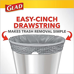 Glad Medium Drawstring Trash Bags with Clorox, 8 Gallon, Lemon Fresh Bleach Scent, 26 Count