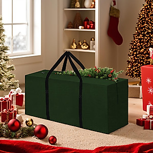 skyfiree Christmas Tree Storage Bag Fits Up to 12 Ft Tall Artificial Disassembled Trees, Heavy Duty 420D Waterproof Christmas Tree Bag Extra Large Xmas Tree Bag with Handles & Zipper (Green)