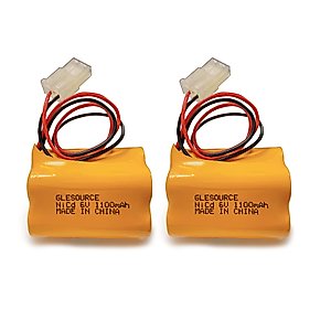 GLESOURCE(2 Pack) 6V 1100mAh Ni-CD Battery Pack Replacement for Aritech 10050205 Lithonia ENB-06006 ENB06006 Prescolite Exit Sign Emergency Light Sharp 51500RS CE140P E82082100