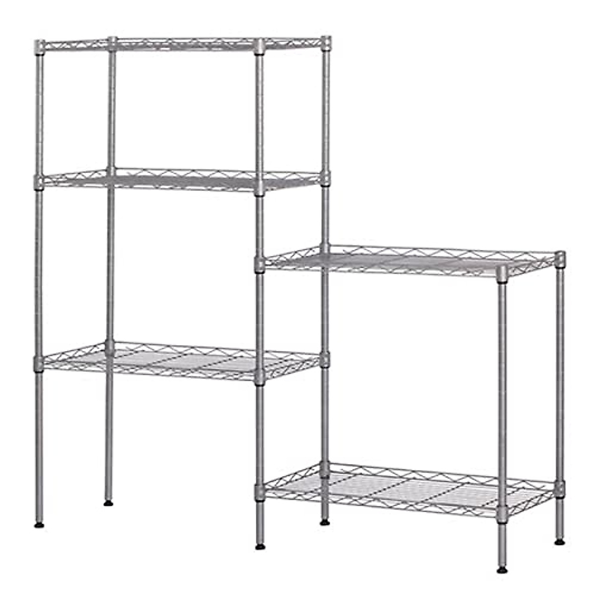 XIAOSENLIN 5 Tier Wire Shelving Metal Storage Rack Adjustable Shelves, Standing Storage Shelf Units for Laundry Bathroom Kitchen Pantry Closet (Silver1-5-Tier)