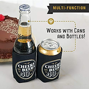 Prazoli 40th Birthday Can Coolers (12 Pack) - Happy 40 Birthday Decorations for Men , Cheers and Beers to 40 Years , Happy 40th Birthday Party Favors , Over The Hill Birthday Decorations 40th Party