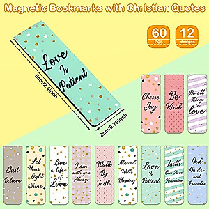 60 Pieces Christian Magnetic Bookmarks Inspirational Quotes Bible Markers Magnetic Bookmarks Encouraging Positive Magnet Bookmark Clips for Women Students Teachers School Home Office Supplies
