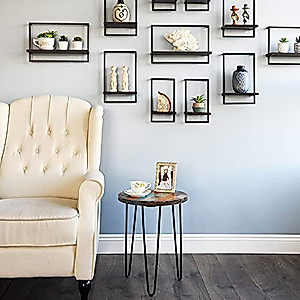 WELLAND Side Table Reclaimed Wood, Round Hairpin Leg End Table, Night Stand, Recycled Boat Wood, 20" Tall