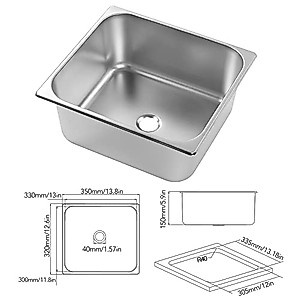Undermount Sink, Rustproof RV Sink L330 W300 H150mm Multipurpose Stain Resistant Easy To for Bar for Boat for Bathroom