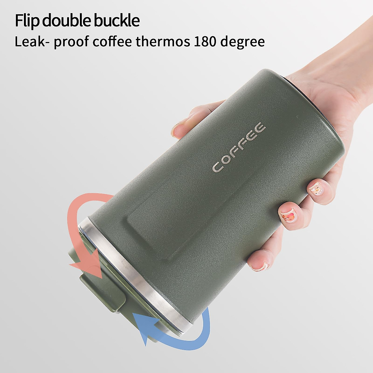 Newvenper Stainless Steel Vacuum Insulated Travel Coffee Mug, Led Temperature Display Insulated Tumbler, Leak Proof With Lid Keeps Cold And Warm, Suitable For Coffee, Tea And Beer(Green)