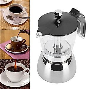 Moka Pot, 300ml Stainless Steel Electric Coffee Pot Coffee Maker 6 Cups for Kitchen Household Brewing