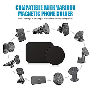 WixGear Mount Metal Plate with Adhesive for Magnetic Cradle-Less Mount - X4 Pack 2 Rectangle and 2 Round (Compatible with Magnetic mounts) (Black)