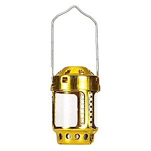 xxiaoTHAWxe Candle Lantern Mini Bright Aluminium Alloy Brass Night Fishing Hanging Candle Lamp for Outdoor Camping Angling - Yellow