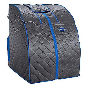 Durasage Personal Portable Infrared Sauna Spa for Weight Loss, Detox, Relaxation at Home, 30 Minute Timer, with Negative ION, Handheld Remote Control, Heated Footpad and Premium Chair, XLarge, Gray