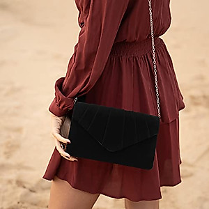KUANG! Women's Evening Clutch Bag Velvet Pleated Envelope Clutch Handbag for Bridal Wedding Party