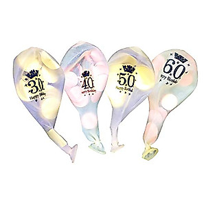 10pcs Gold Confetti Balloons，12 inches Happy Birthday Sign Party Balloons with Golden Rose Paper Confetti for 60th Anniversary Birthday Party